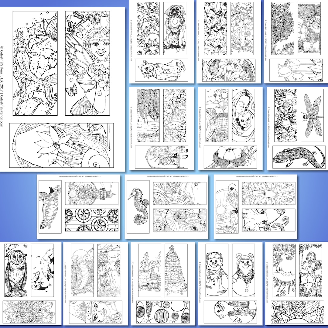 Printable Bookmarks to Color - Etsy