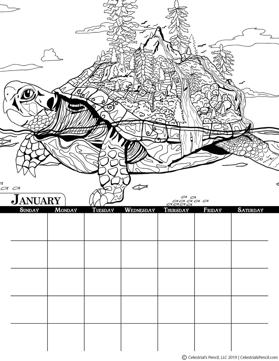 Coloring Calendar: Mythical Creatures blank Dates 3 Print Sizes - Etsy