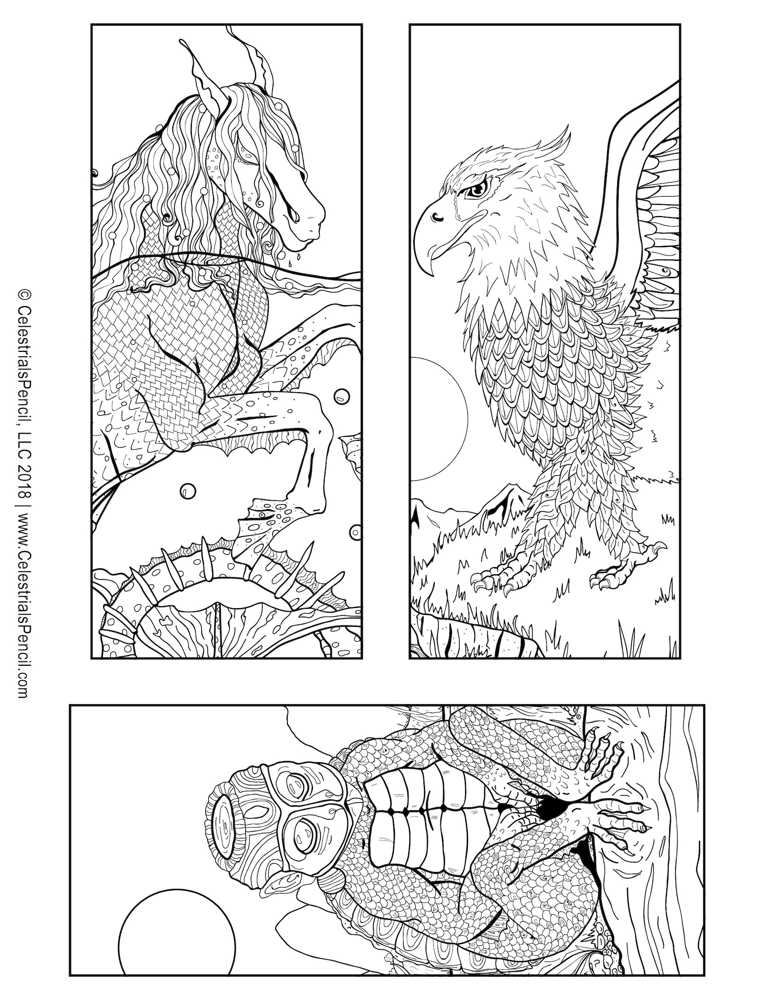Colorable Bookmarks: Mythical Creatures (printable) - Etsy