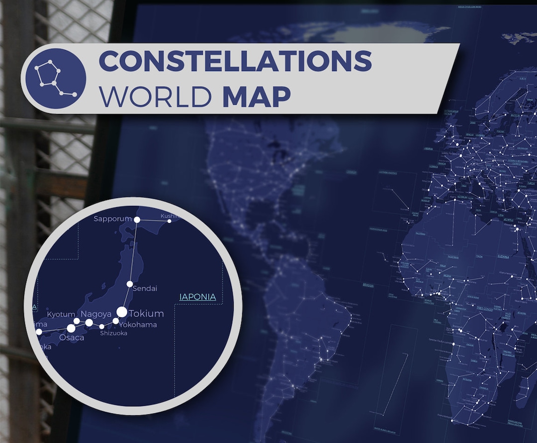 Artistic Constellation World Map, a Geographic Map Inspired by Star ...
