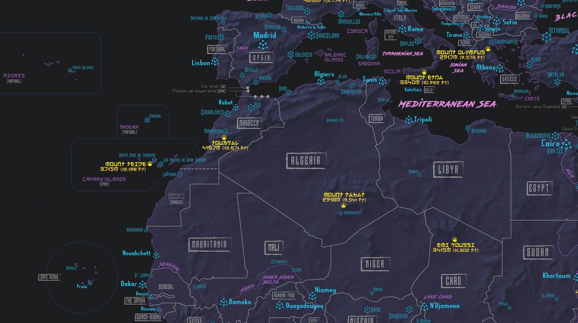 High Quality Cyberpunk Map Map Cyberpunk World Map Blade - Etsy
