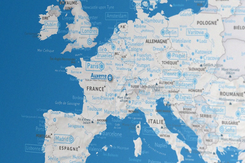 Aesthetic Map of Europe With A.j.auxerre Colours - Etsy UK