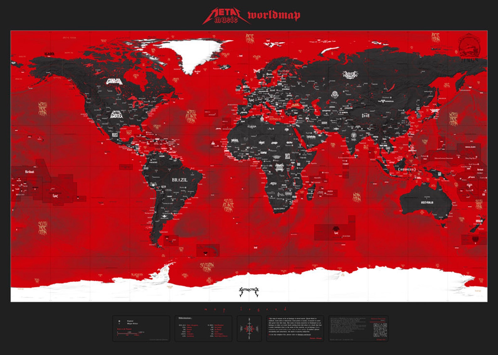 Metal Music World Map, a Decorative Map With Metal Music Aesthetic ...