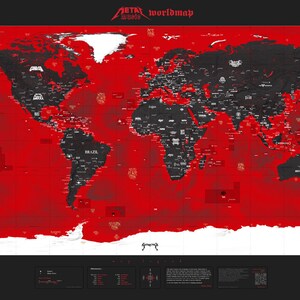 Metal Music World Map, a Decorative Map With Metal Music Aesthetic ...