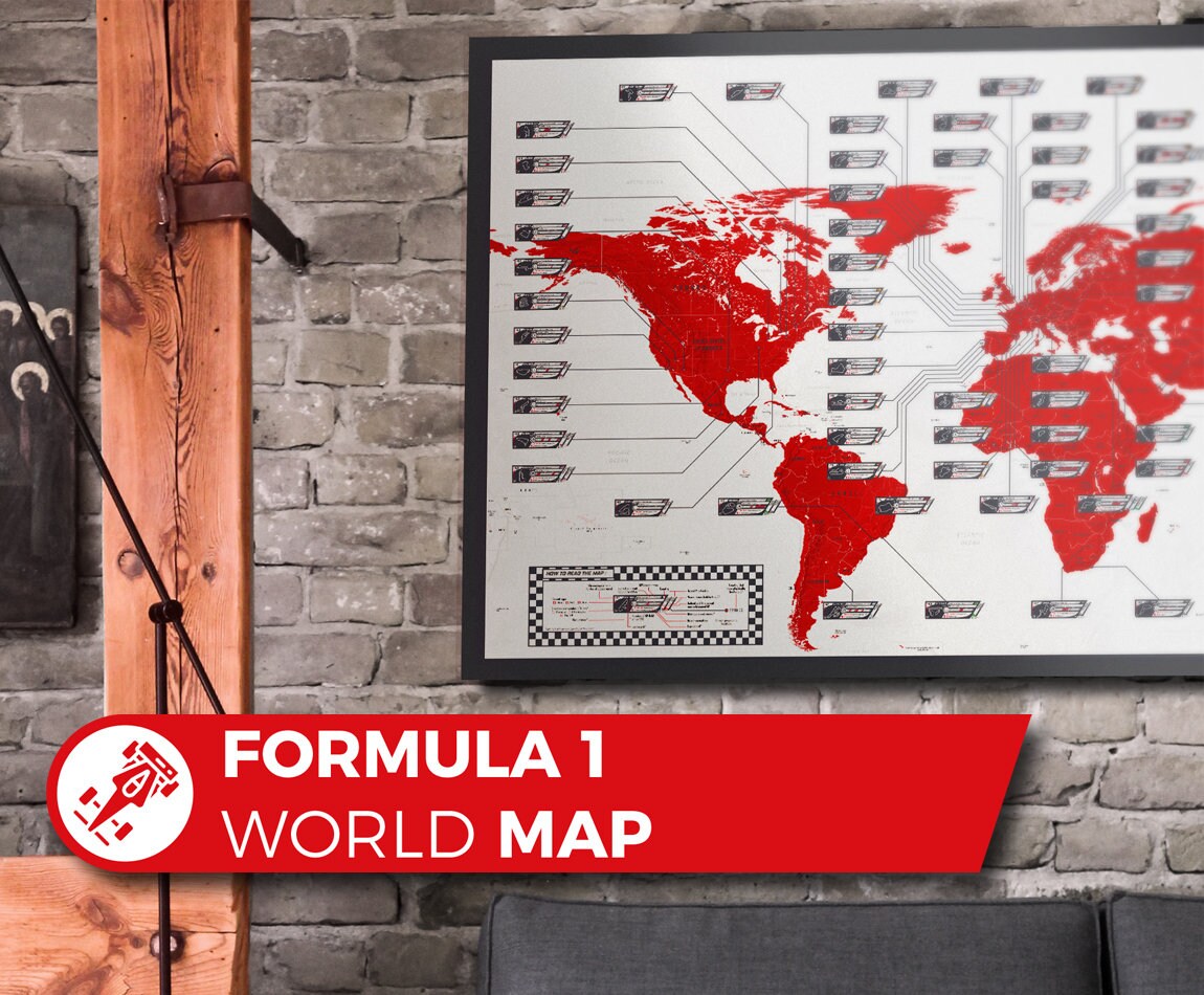 Formula 1 World Map a Unique Map With All Circuits in F1 - Etsy