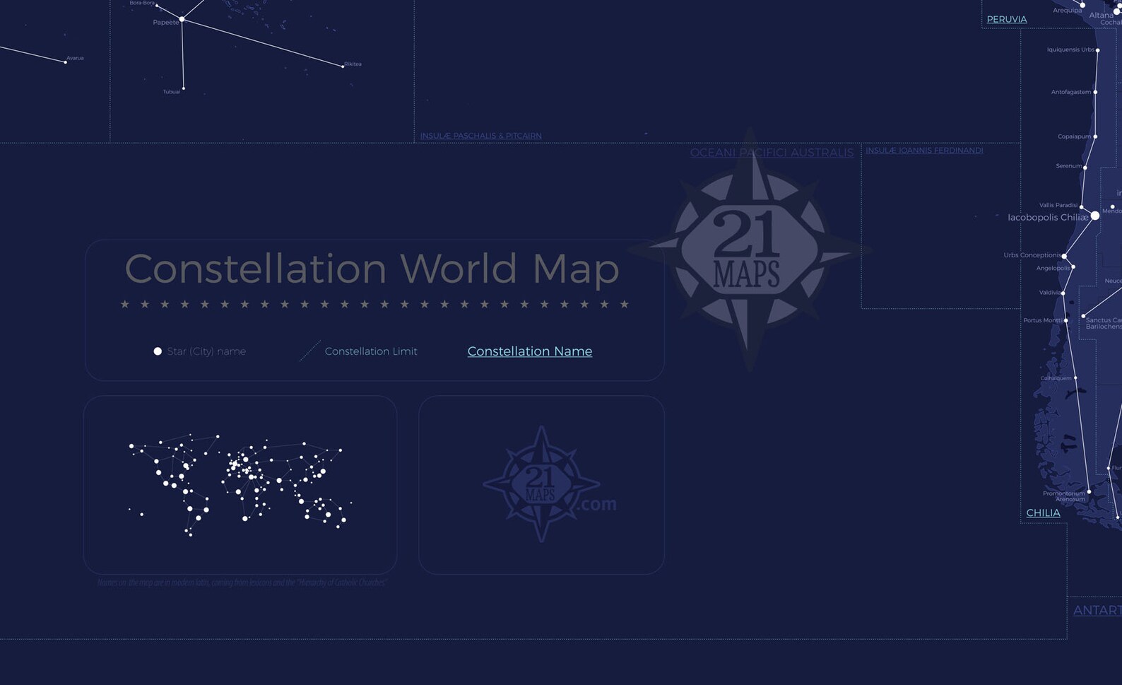 Artistic Constellation World Map a Geographic Map Inspired by - Etsy
