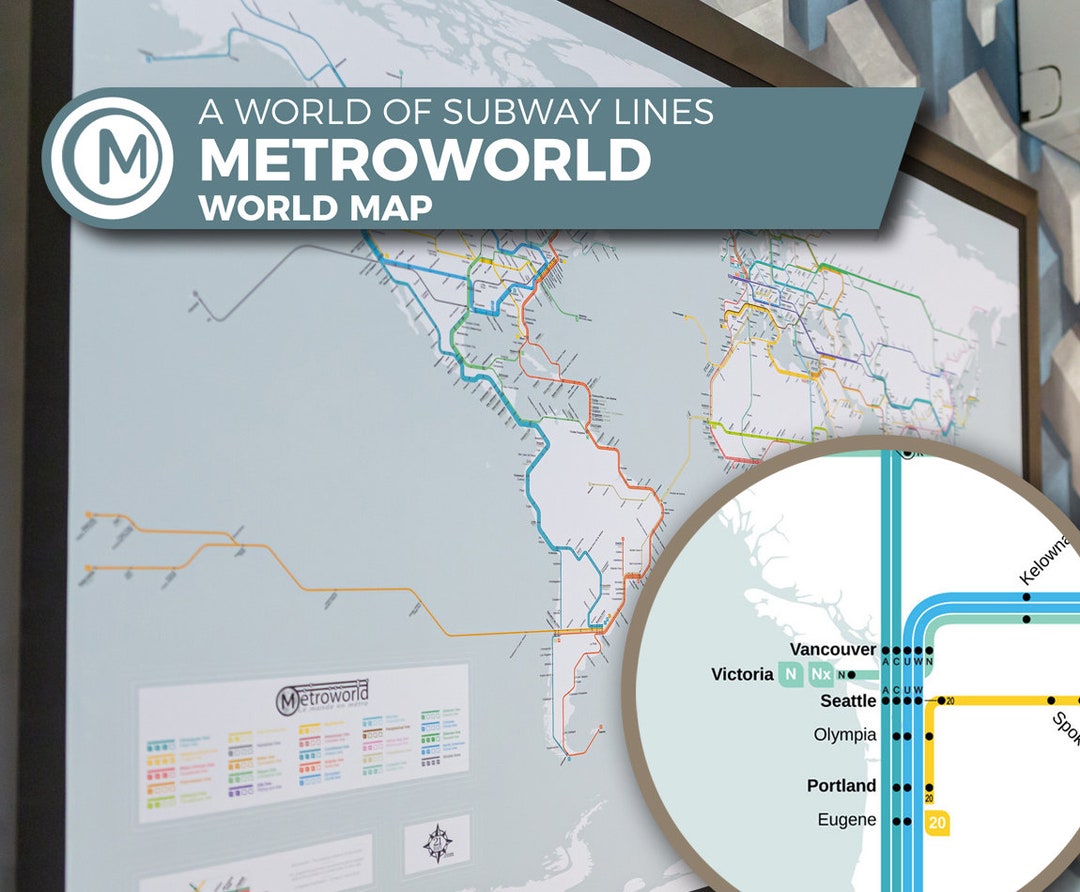 Metro World Map, Subway Line City Connections, Artistic Print - Etsy