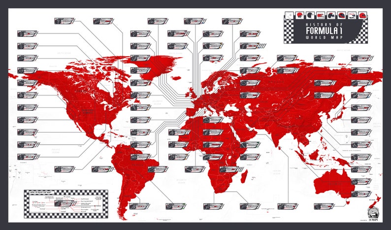 Formula 1 World Map a Unique Map With All Circuits in F1 - Etsy Ireland