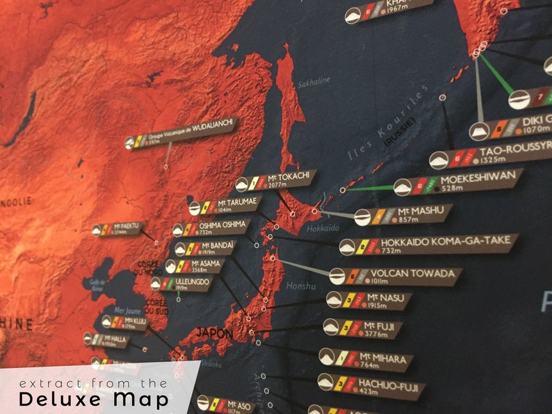 Volcano World Map a Unique and Customised Map With All Major | Etsy