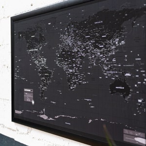 All Black Map, Customizable All Black Artistic World Map, Customizable ...