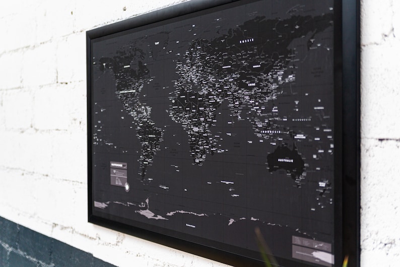 All Black Map, Customizable All Black Artistic World Map, Customizable ...