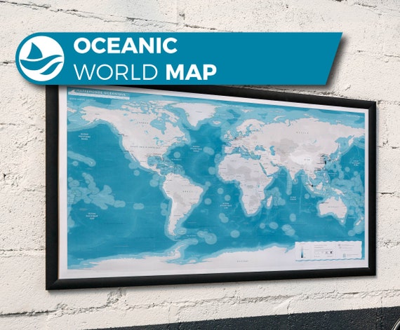 Oceanic World Map a Relaxing World Map Based on the Ocean | Etsy