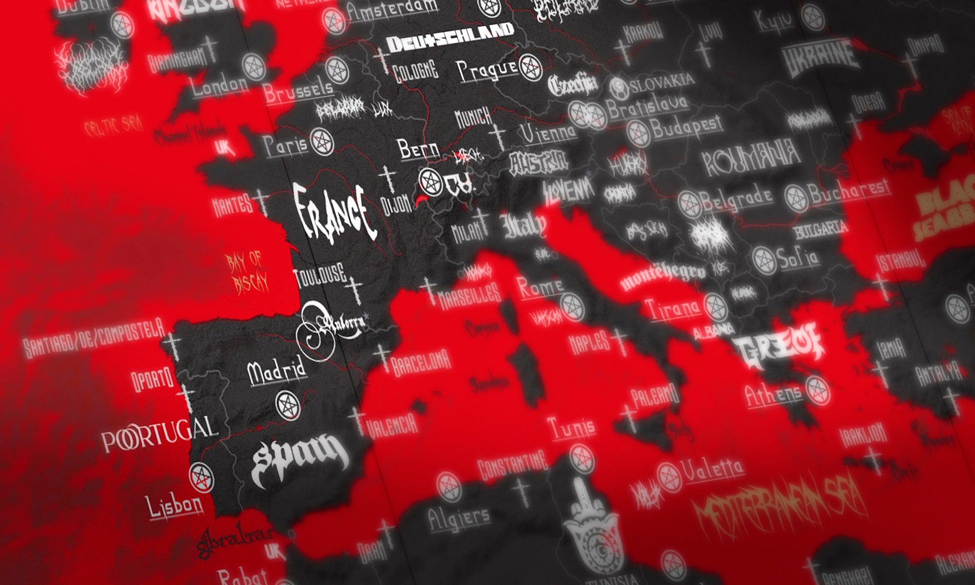 Metal Music World Map, a Decorative Map With Metal Music Aesthetic ...