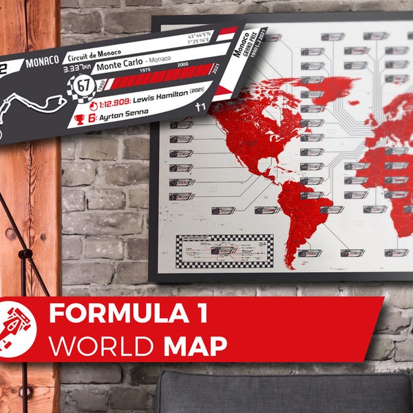 Formula 1 World Map - Etsy