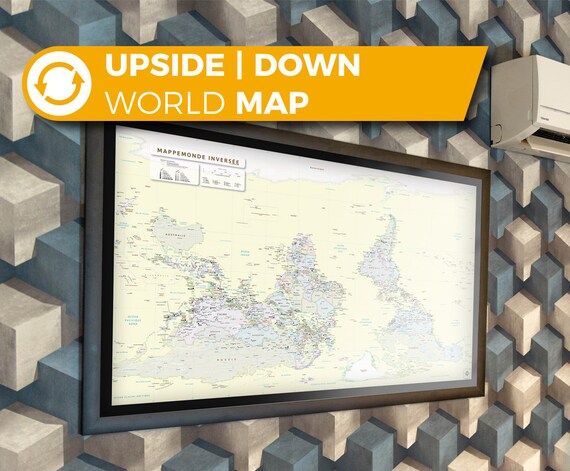 Upside down map with a South-up orientation Reversed Map | Etsy