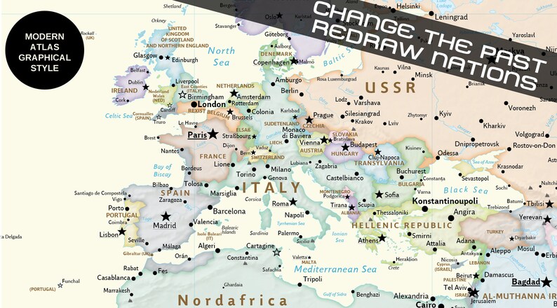 Custom Dystopian World Map, Alternate History, Cyberpunk Style - Etsy UK