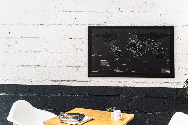 All Black Map, Customizable All Black Artistic World Map, Customizable ...