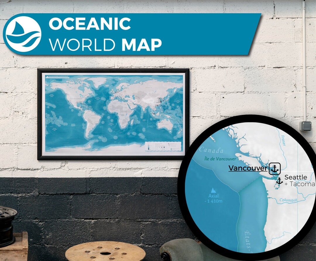 Oceanic World Map, a Relaxing World Map Based on the Ocean, Ports ...
