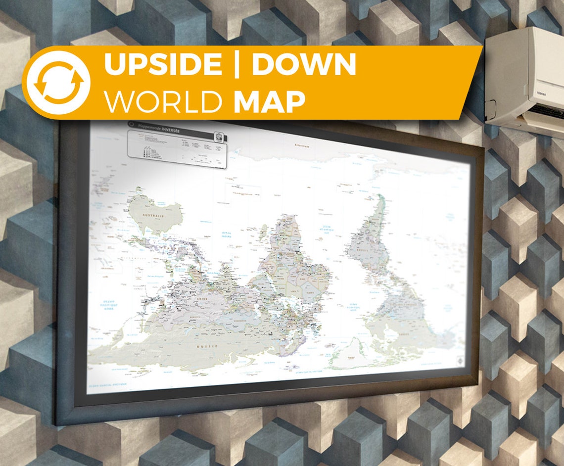 Upside Down Map With a South-up Orientation Reversed Map - Etsy