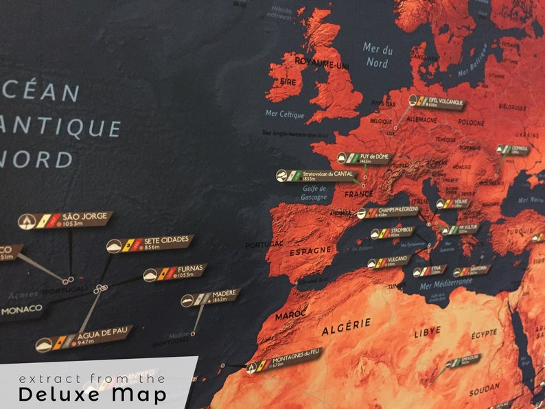 Volcano World Map a Unique and Customised Map With All Major | Etsy