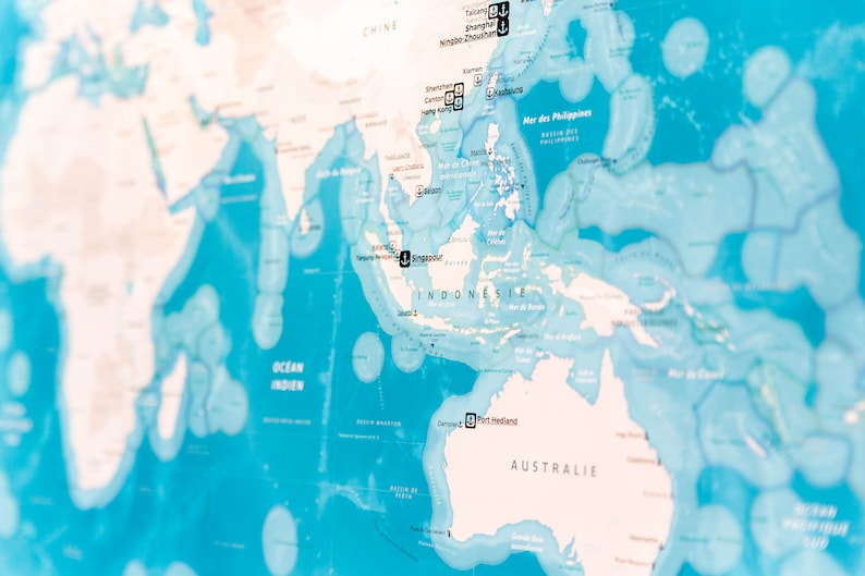 Oceanic World Map, a Relaxing World Map Based on the Ocean, Ports ...