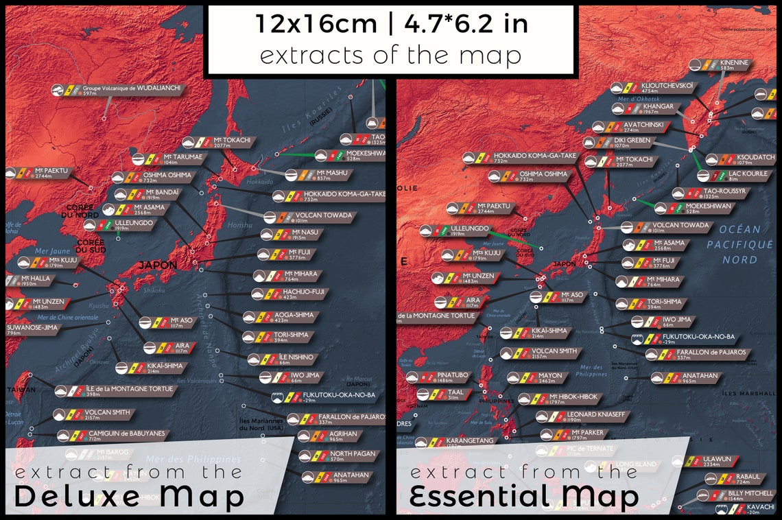 Volcano World Map a Unique and Customised Map With All Major | Etsy