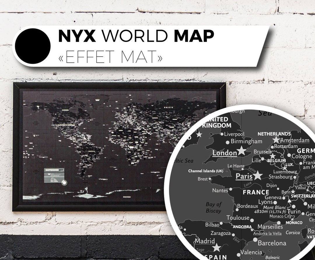 All Black Map, Customizable All Black Artistic World Map, Customizable ...