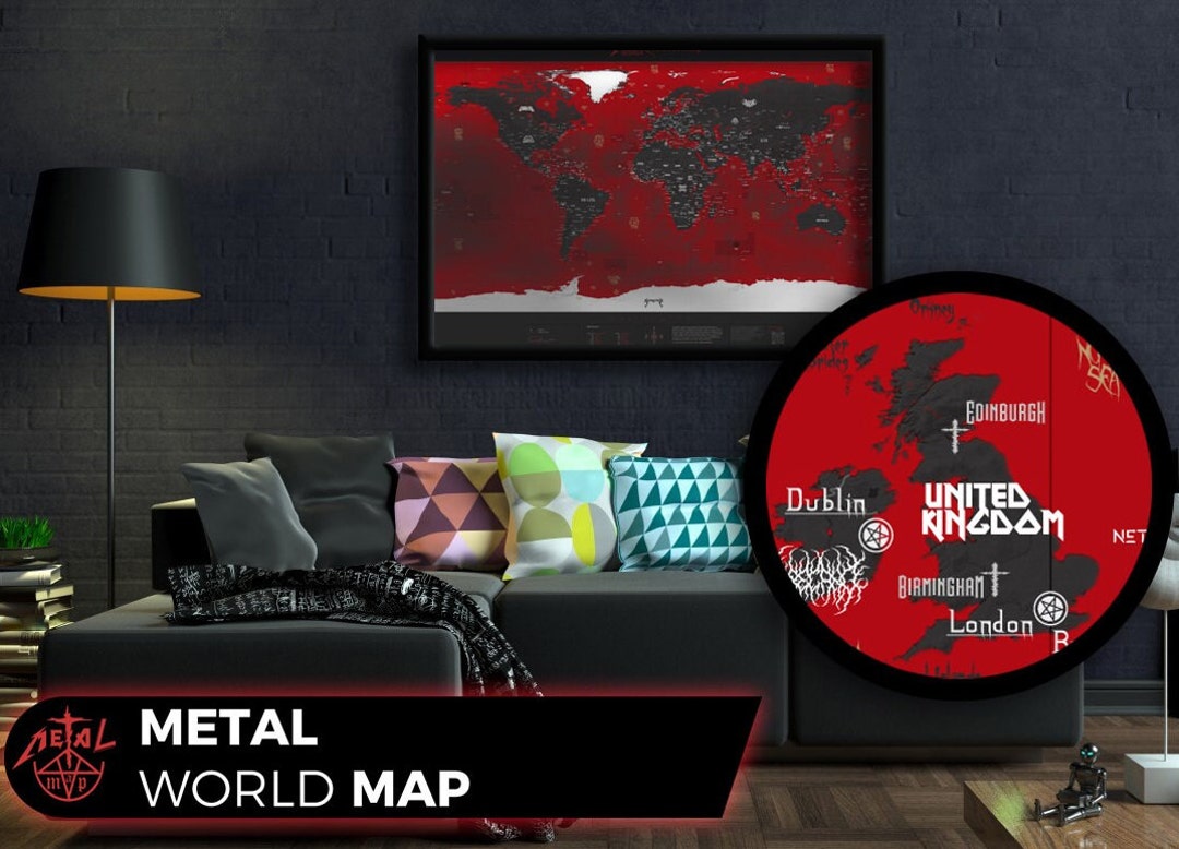 Metal Music World Map, a Decorative Map With Metal Music Aesthetic ...