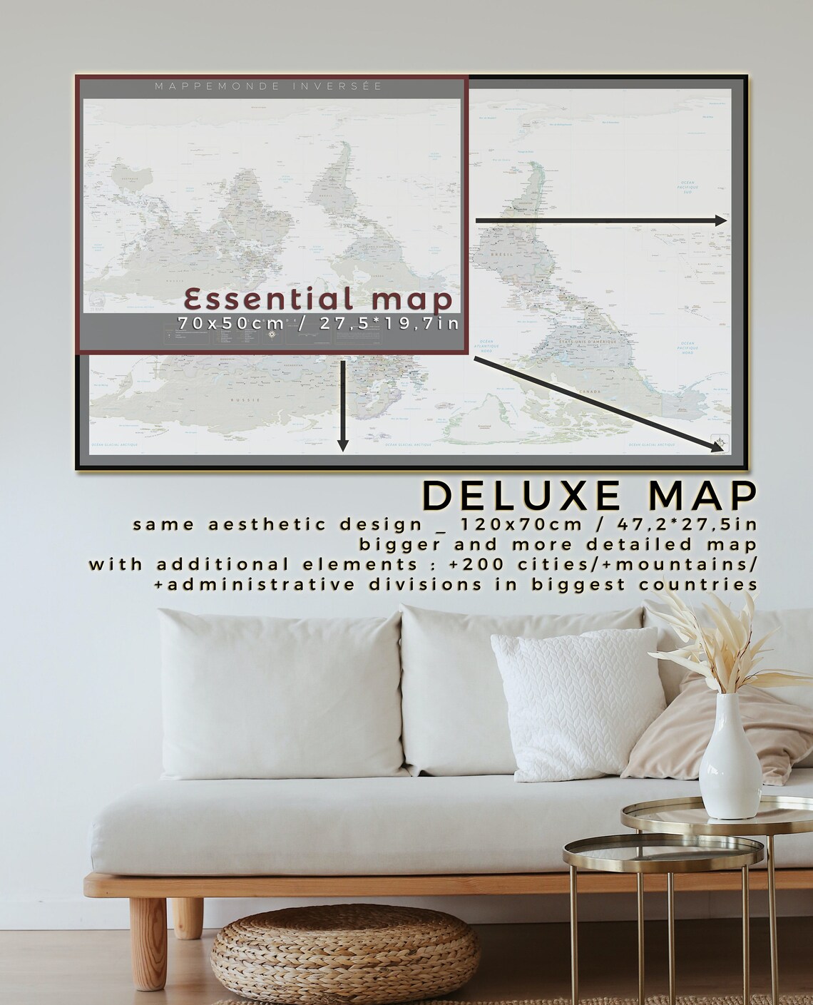 Upside Down Map With a South-up Orientation Reversed Map - Etsy