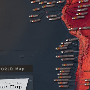 Volcano World Map, a Unique and Customised Map With All Major Volcanoes ...