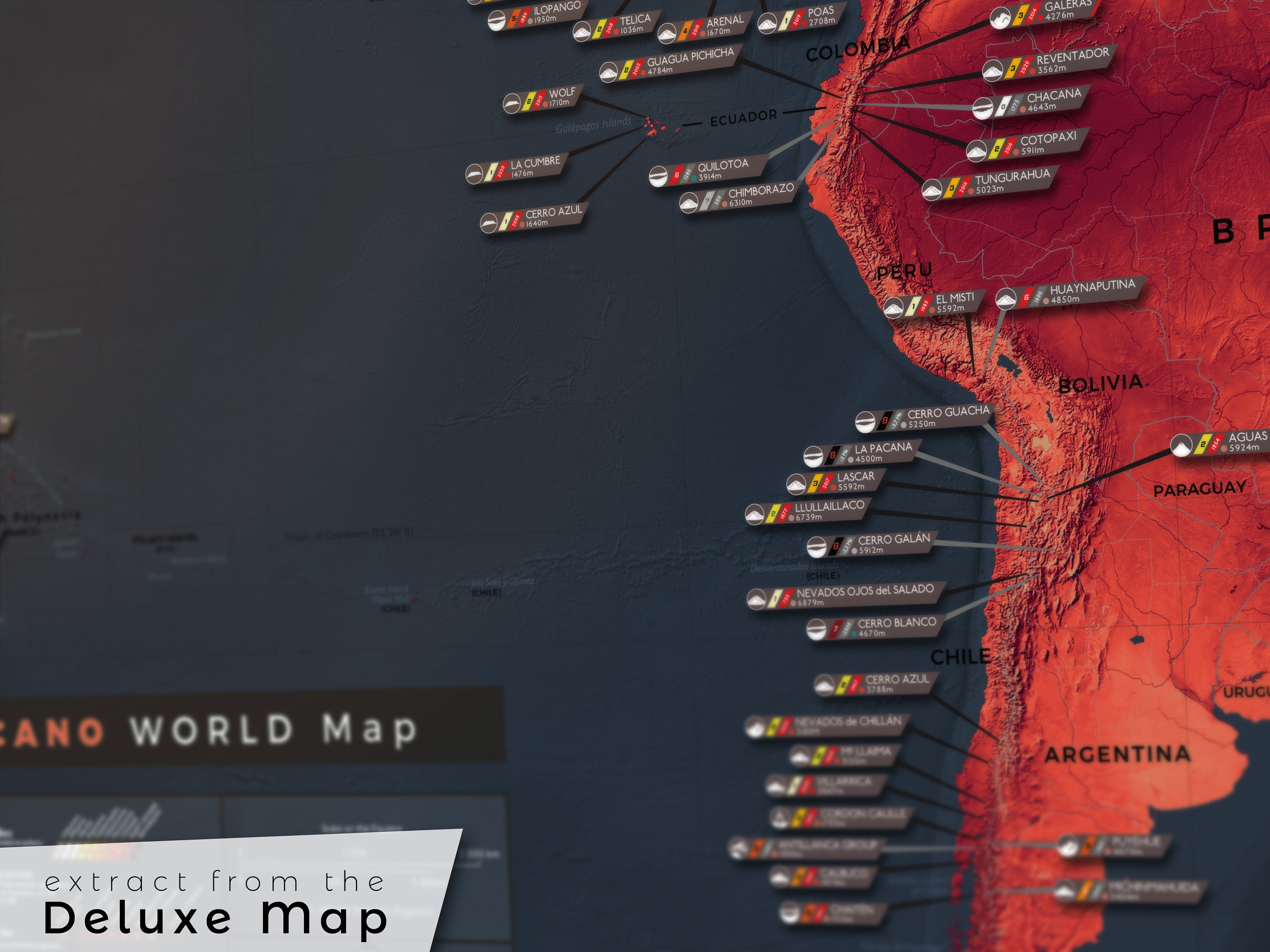 Volcano World Map a Unique and Customised Map With All Major | Etsy