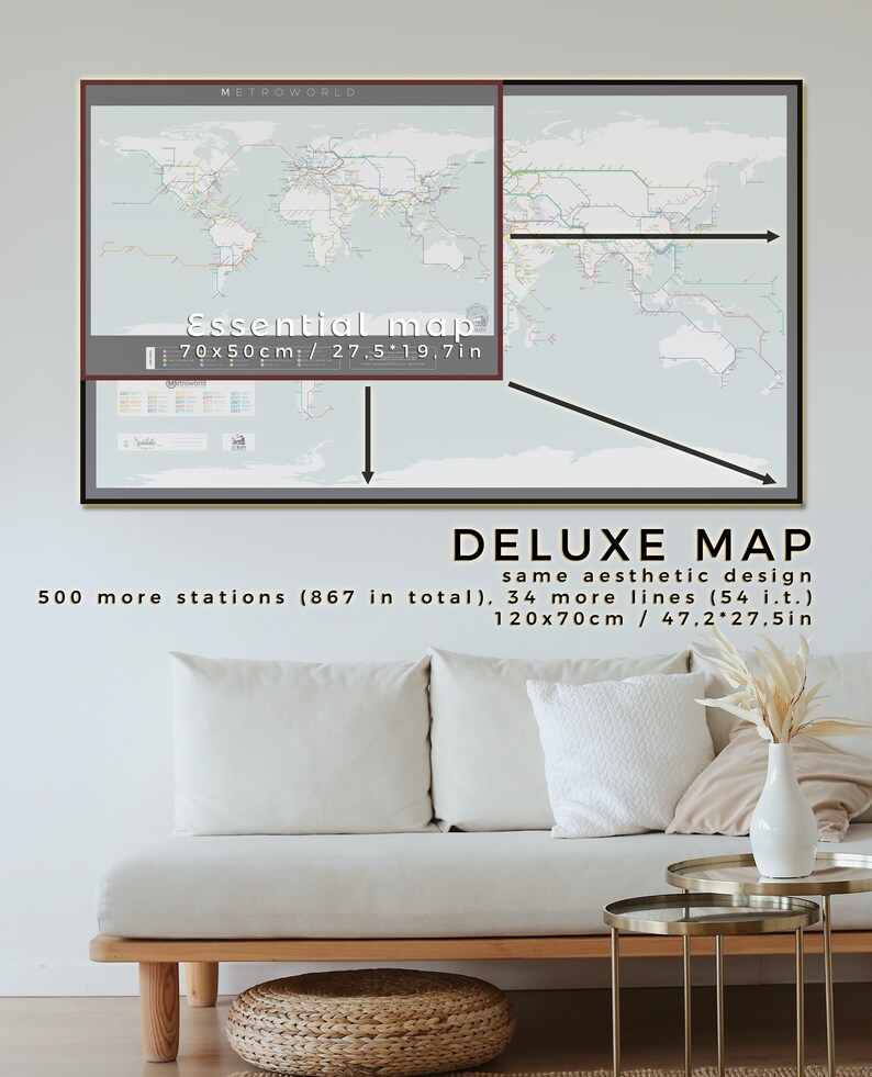 World Map With Subways Subway World Map Cities Are Linked by - Etsy