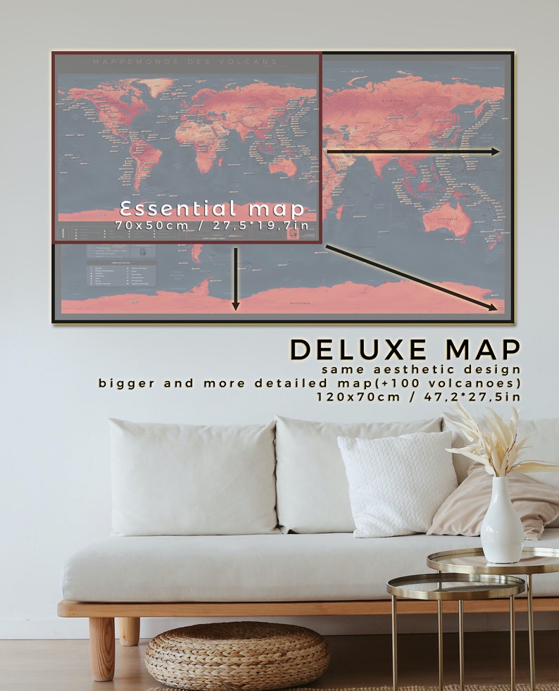 Volcano World Map a Unique and Customised Map With All Major | Etsy