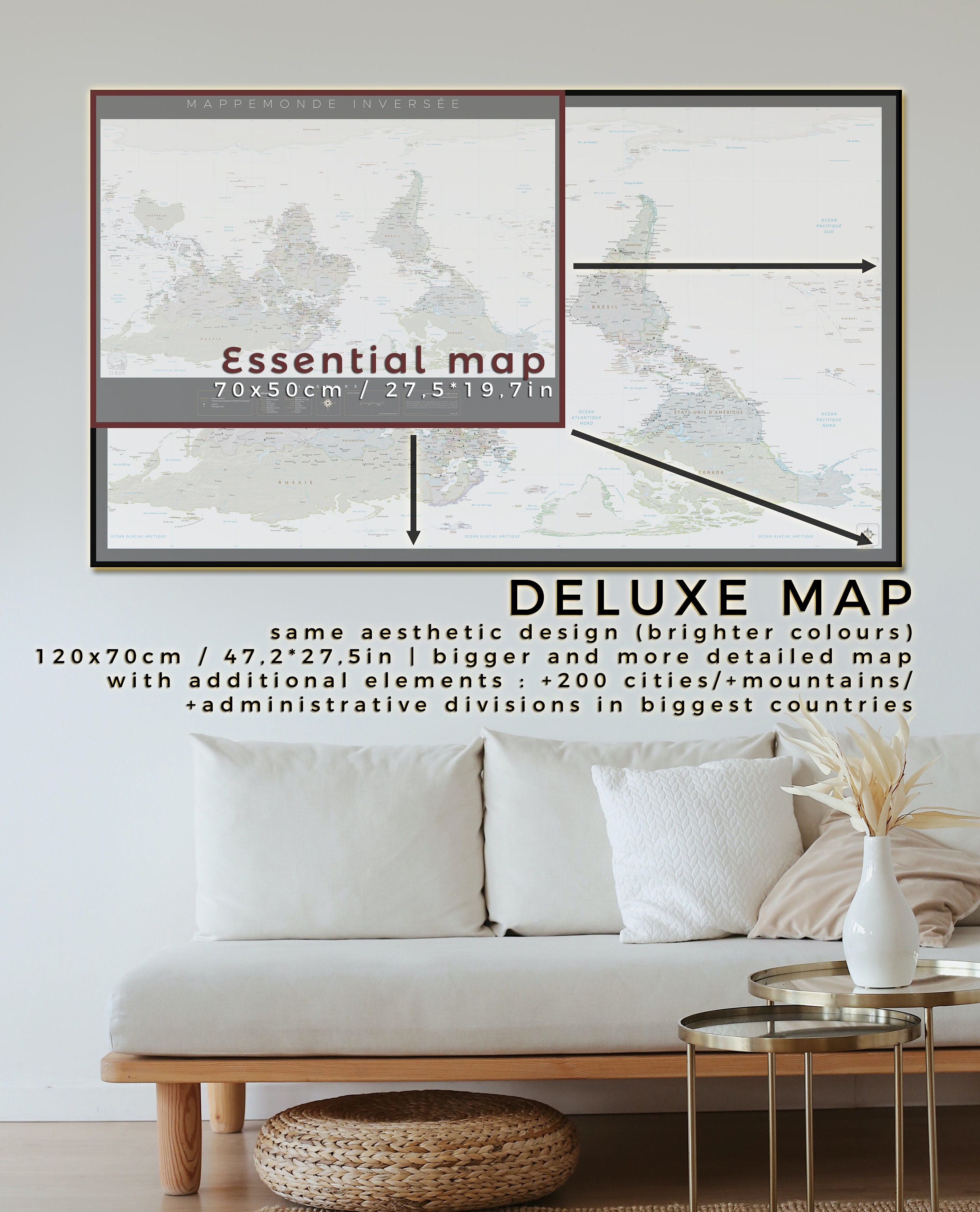 Upside Down Map With a South-up Orientation Reversed Map - Etsy