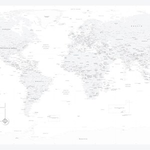 Æther White Map, Customizable All White Artistic World Map ...