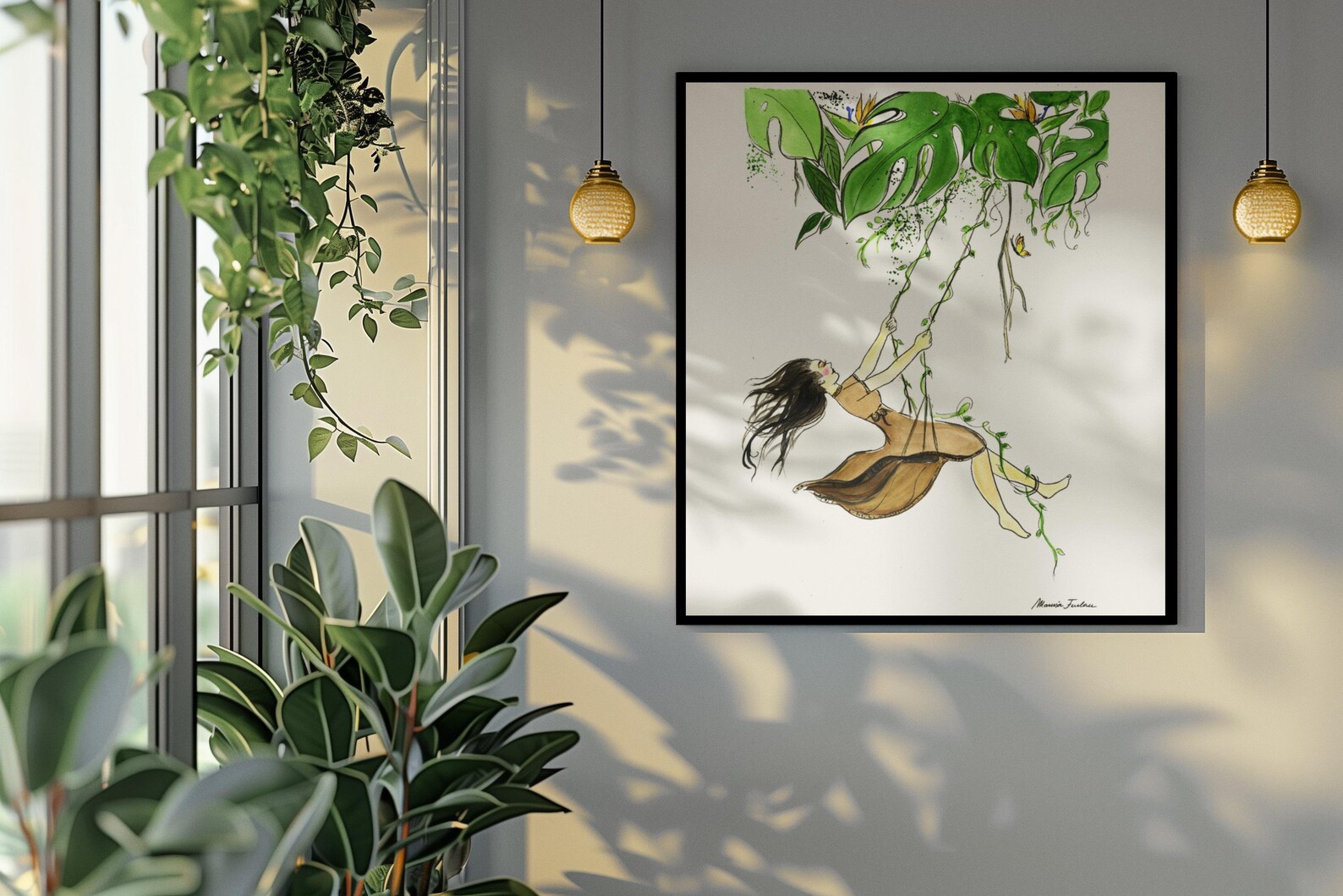 Whimsical Jungle Swing – Digital Art Print | Nature-inspired ...
