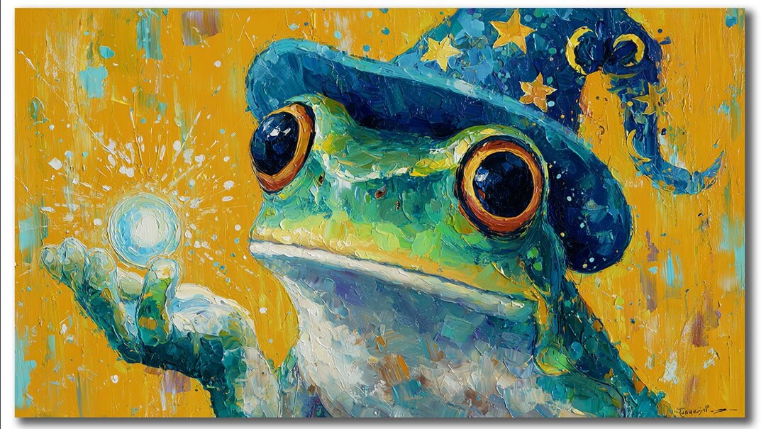Canvas Print of a Magical Frog With a Magician's Hat and Glowing Orb ...