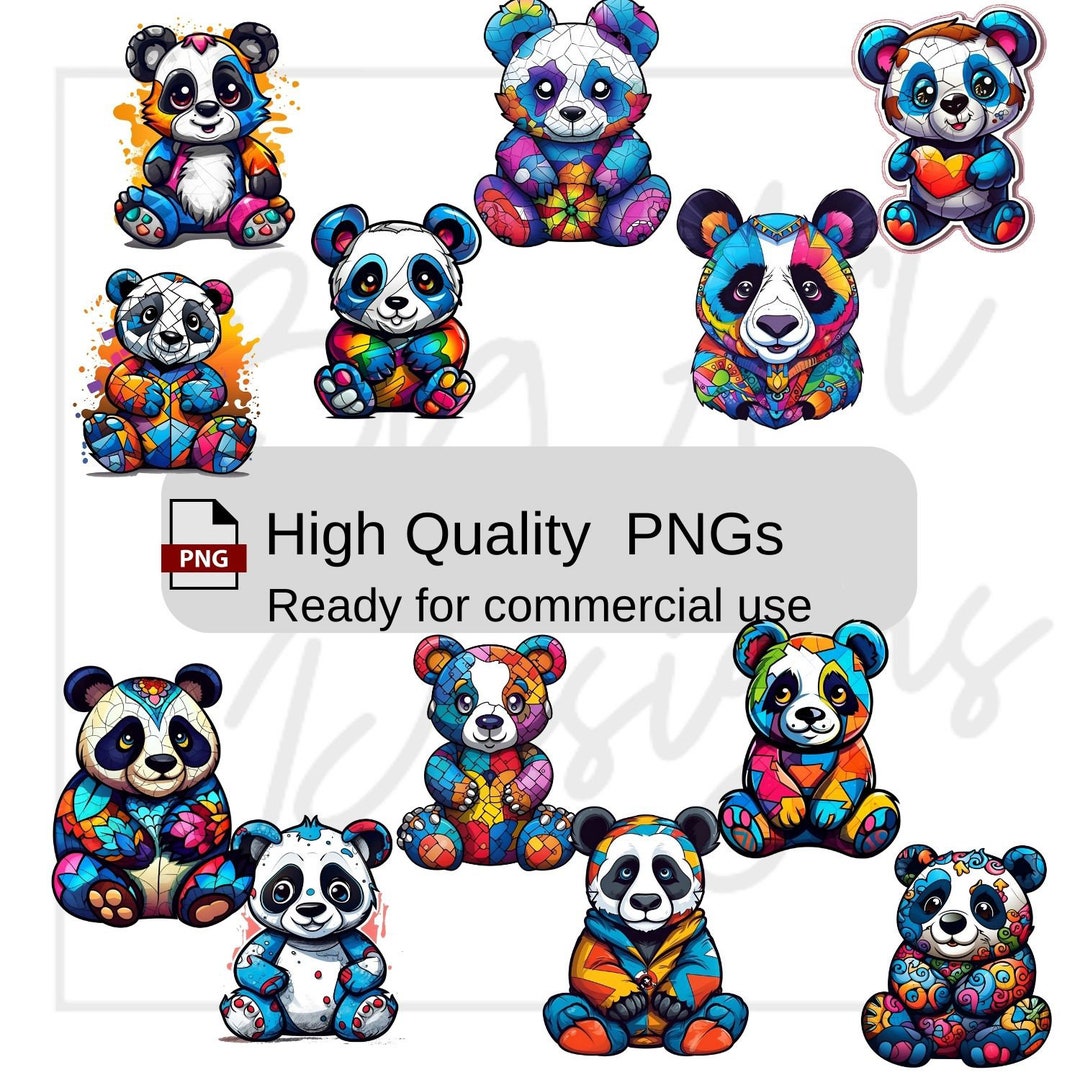 Panda Bears PNG, Animal Sublimation Bundle, Crafts Digital Download ...
