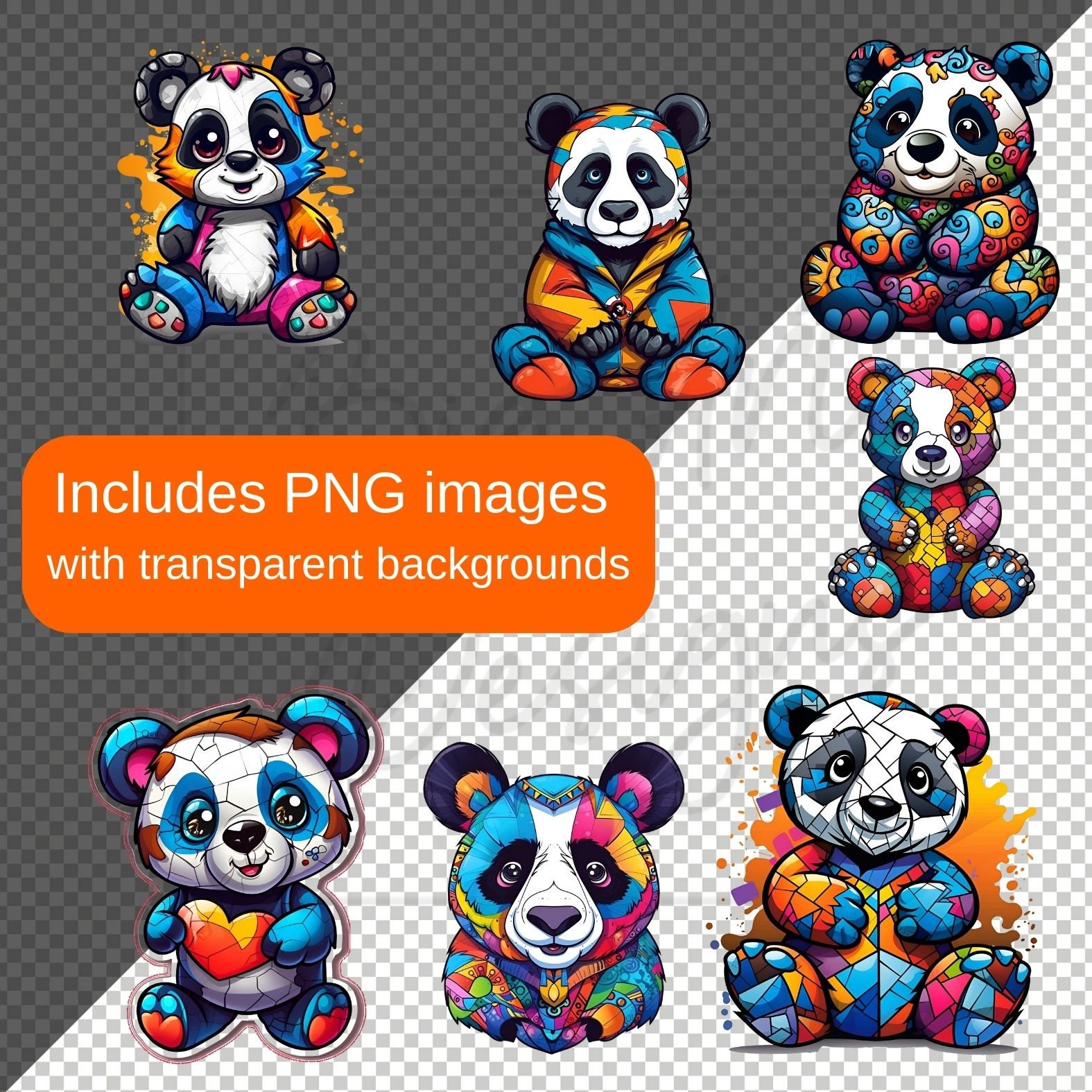 Panda Bears PNG, Animal Sublimation Bundle, Crafts Digital Download ...