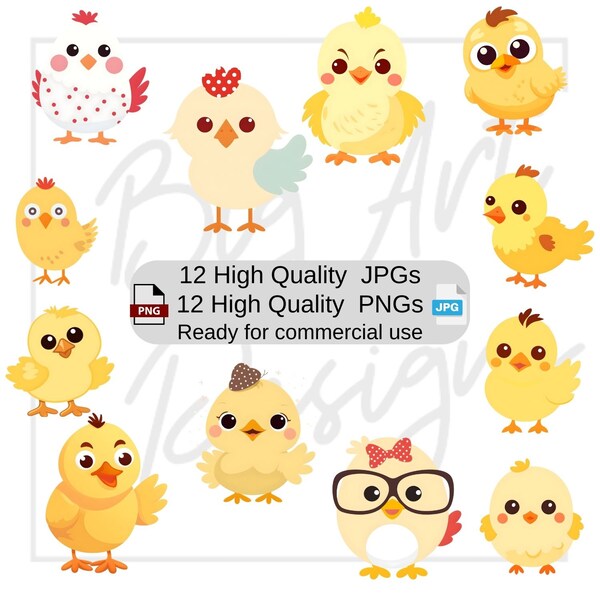 Digital Chicken Clipart - Etsy