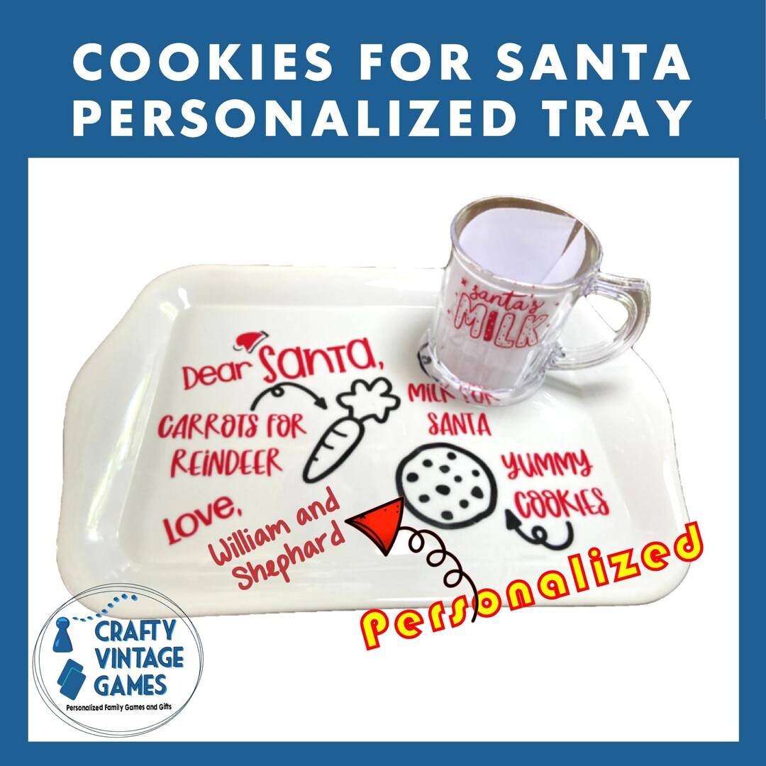 Personalized Santa Cookie and Milk Tray, Custom Xmas Melamine Plate ...