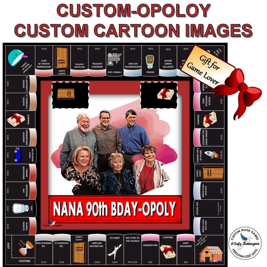 Your-custom-opoly Complete Board Game, Personalized Game Pieces ...