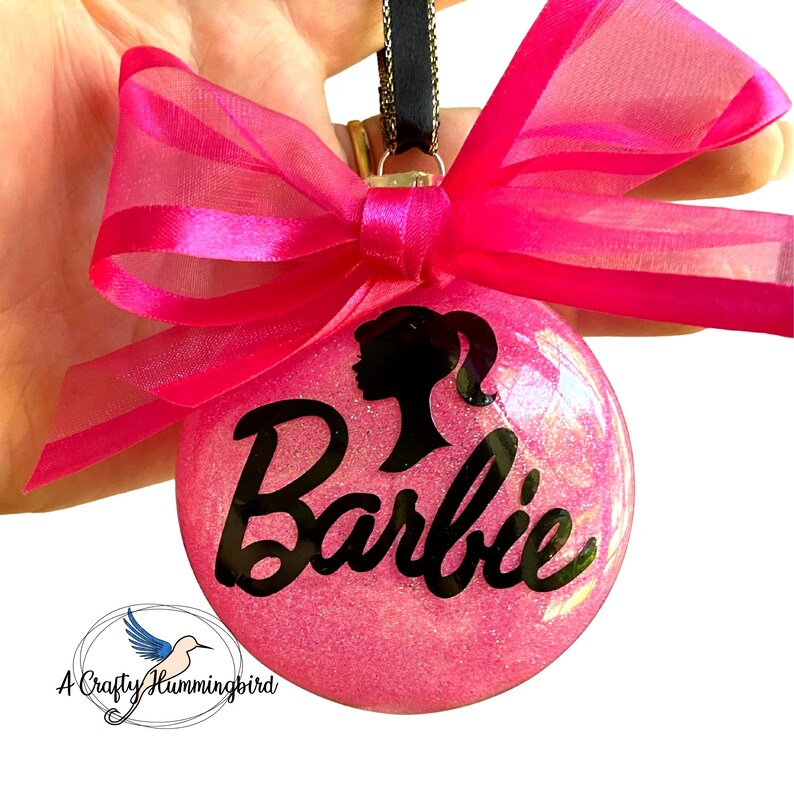 Christmas Pink Doll Ornament Personalized Barbie Glitter - Etsy