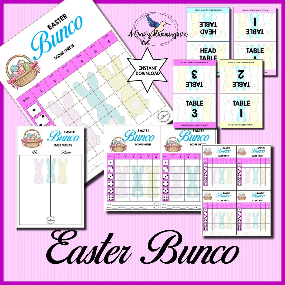Easter Bunco Springtime Theme Score Sheets, Digital Download, Bunco ...