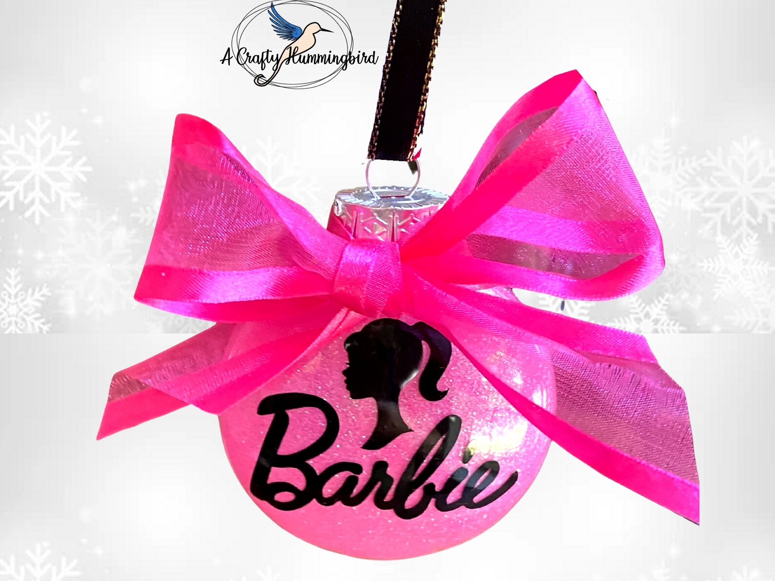Christmas Pink Doll Ornament Personalized Barbie Glitter - Etsy
