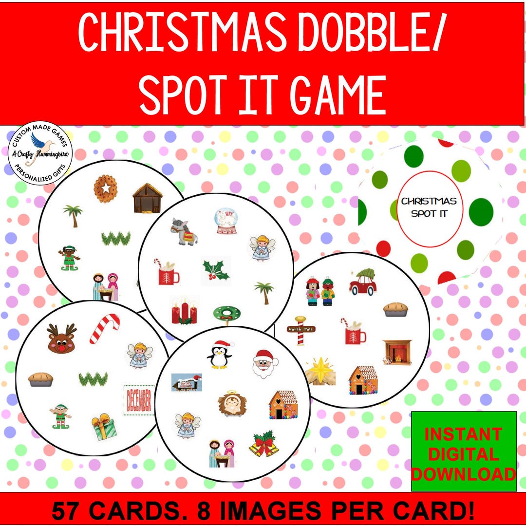 Christmas Spot It Game, Dobble for Holiday Party, Seek It, Family Game ...