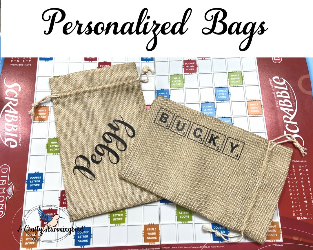 Scrabble Tile Bag, Monogramed Velvet Bag, Drawstring Burlap Bag With ...