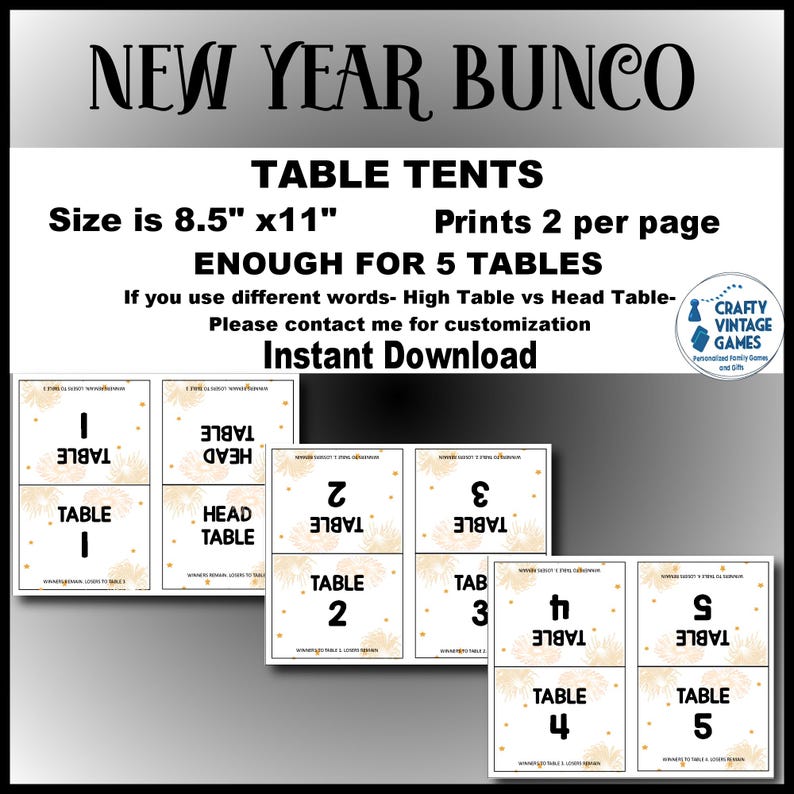 New Year Bunco Party Theme Score Sheets, Digital Download, January ...