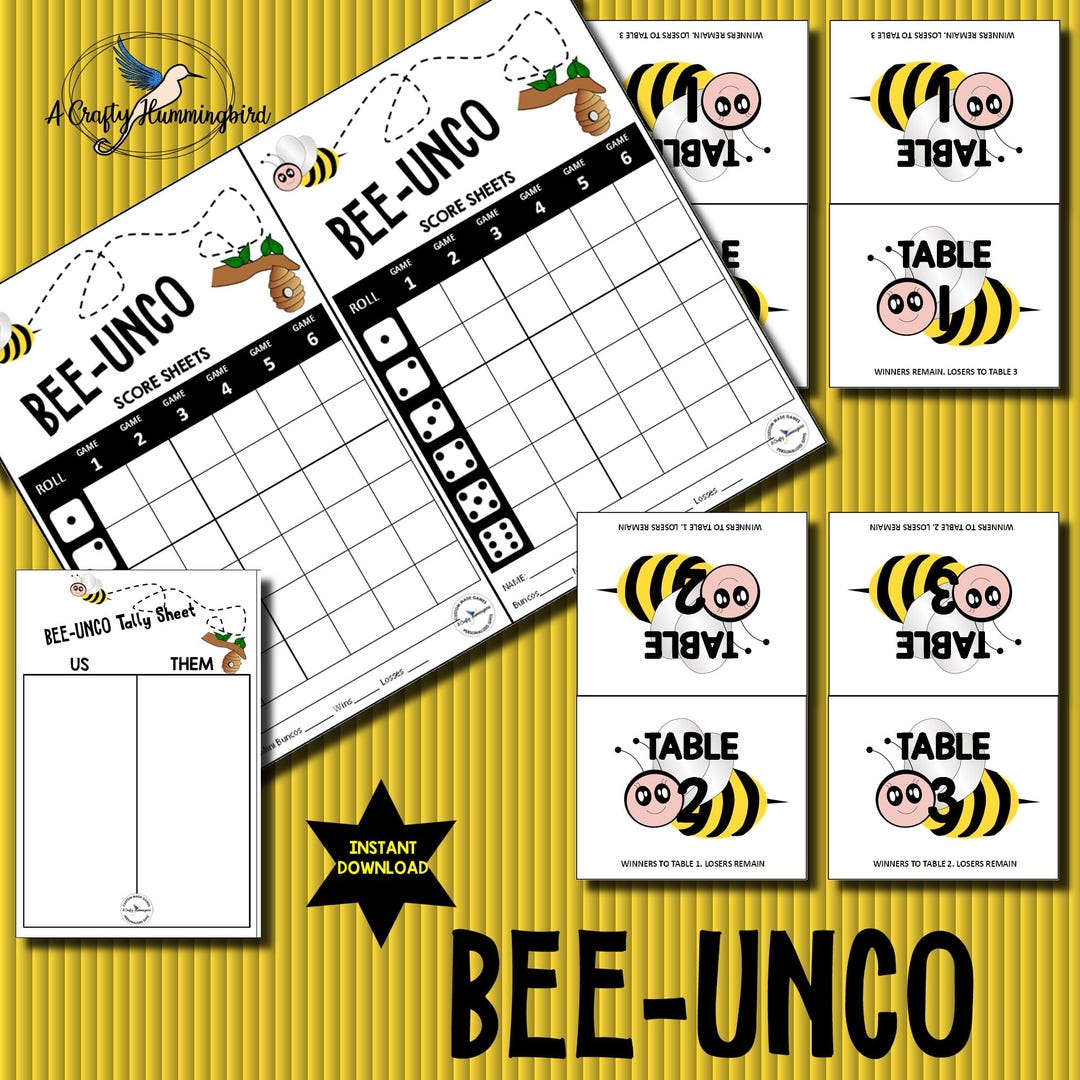 Bee Bunco Springtime Theme Score Sheets, Digital Download, Summer Bunco ...