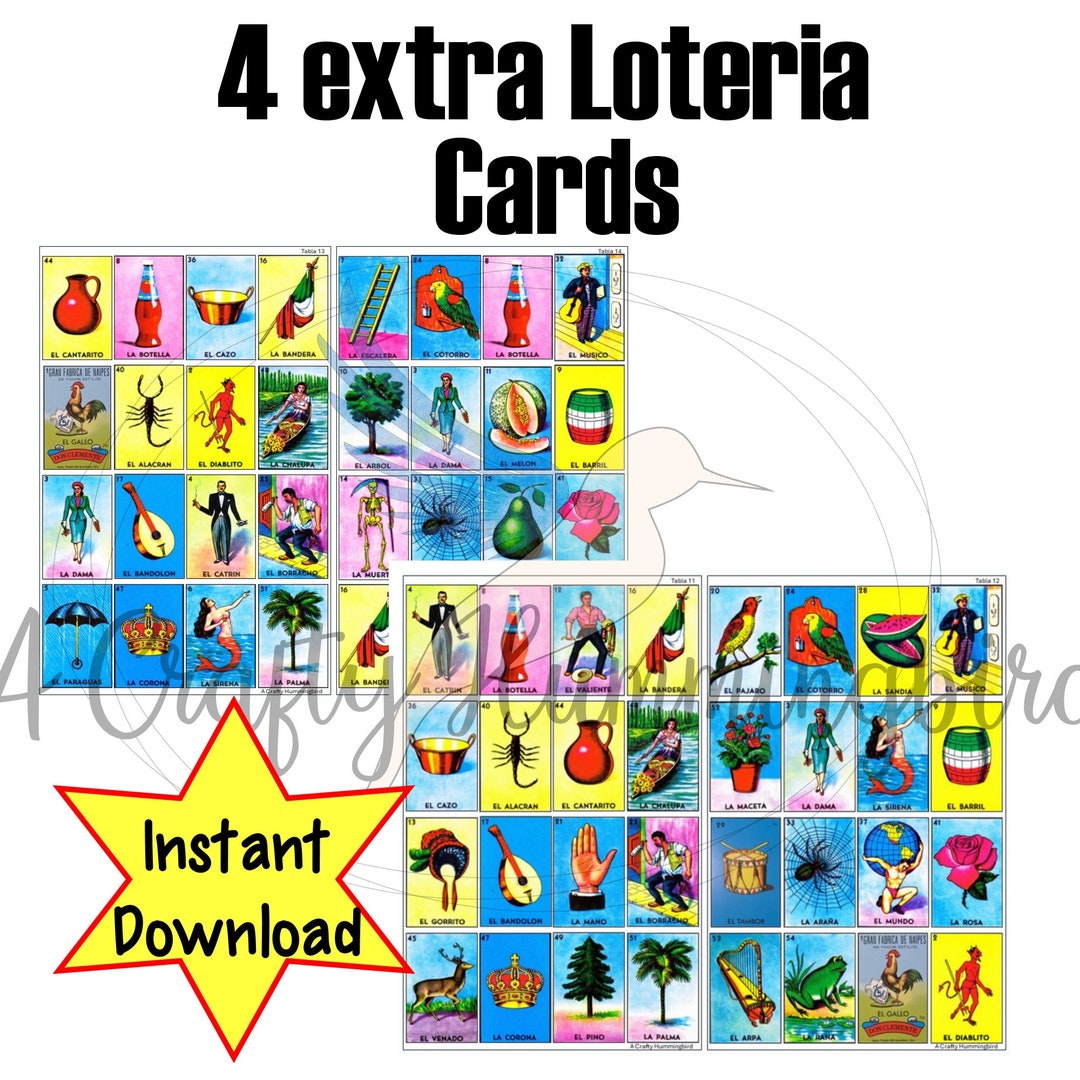 4 Extra Loteria Cards, New Loteria Cards, Family Gathering, Family Game Night, Border Amusements ...